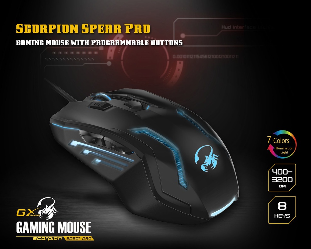 Genius GX-Gaming Scorpion Spear Pro Gaming Mouse with Programmable ...